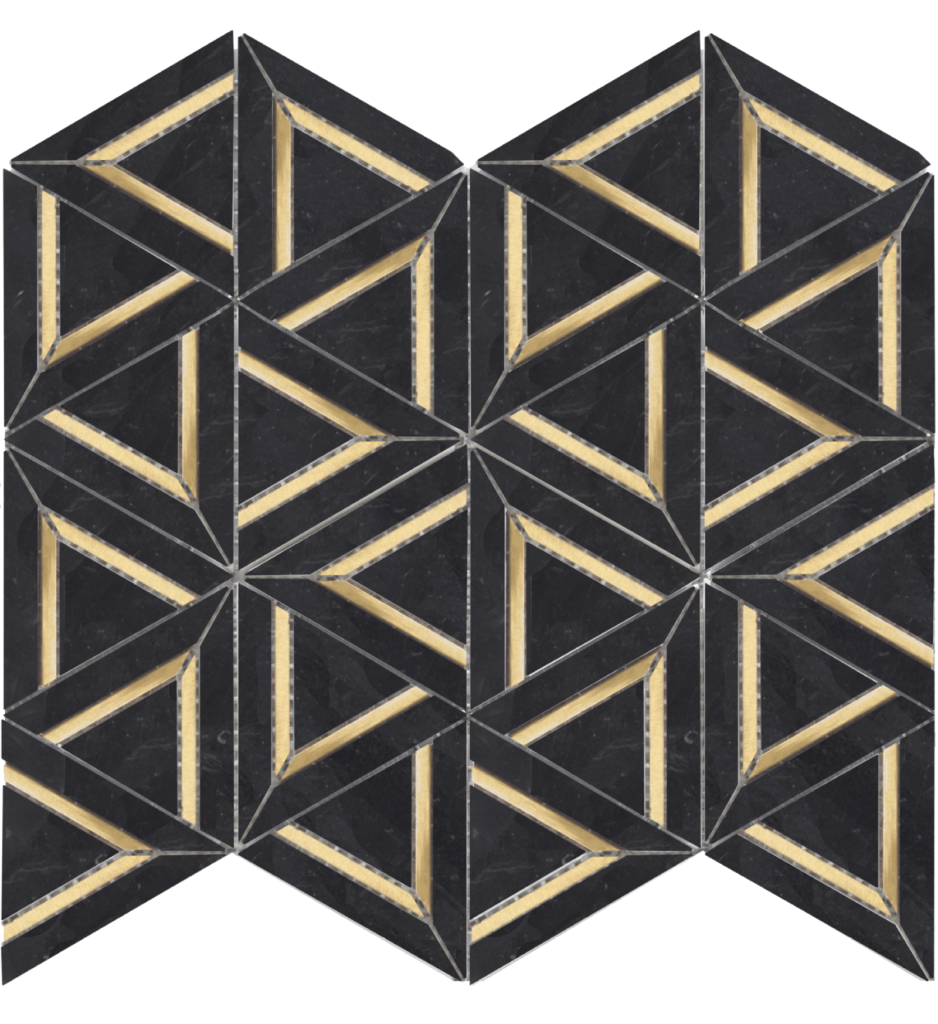 Roca Rockart Nero Marquina Metal Geo | Morris Tile