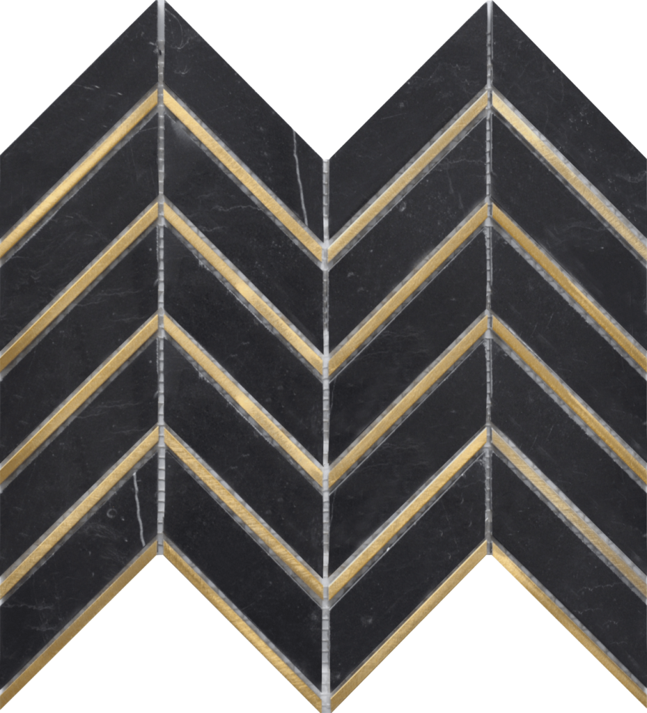 Roca Rockart Nero Marquina Metal Arrow | Morris Tile